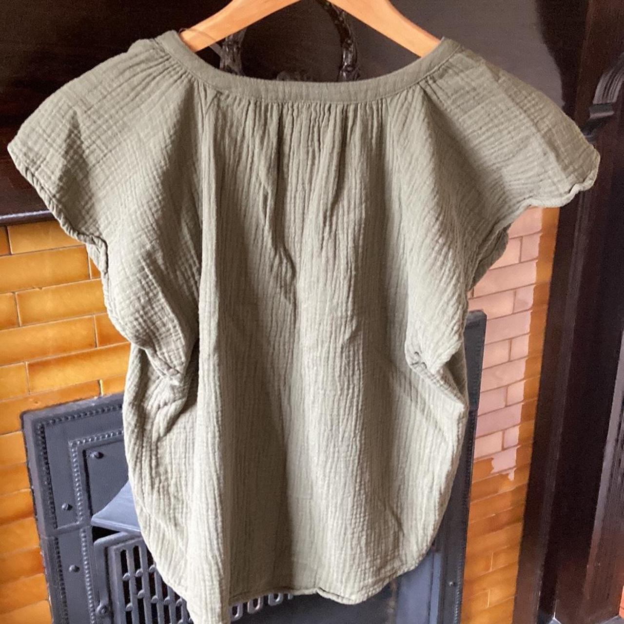 Universal Thread Women's Green and Khaki Blouse | Depop