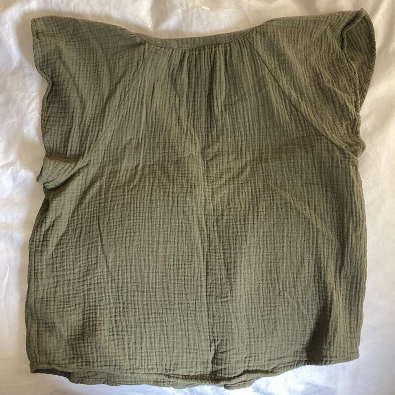 Universal Thread Women's Green and Khaki Blouse | Depop