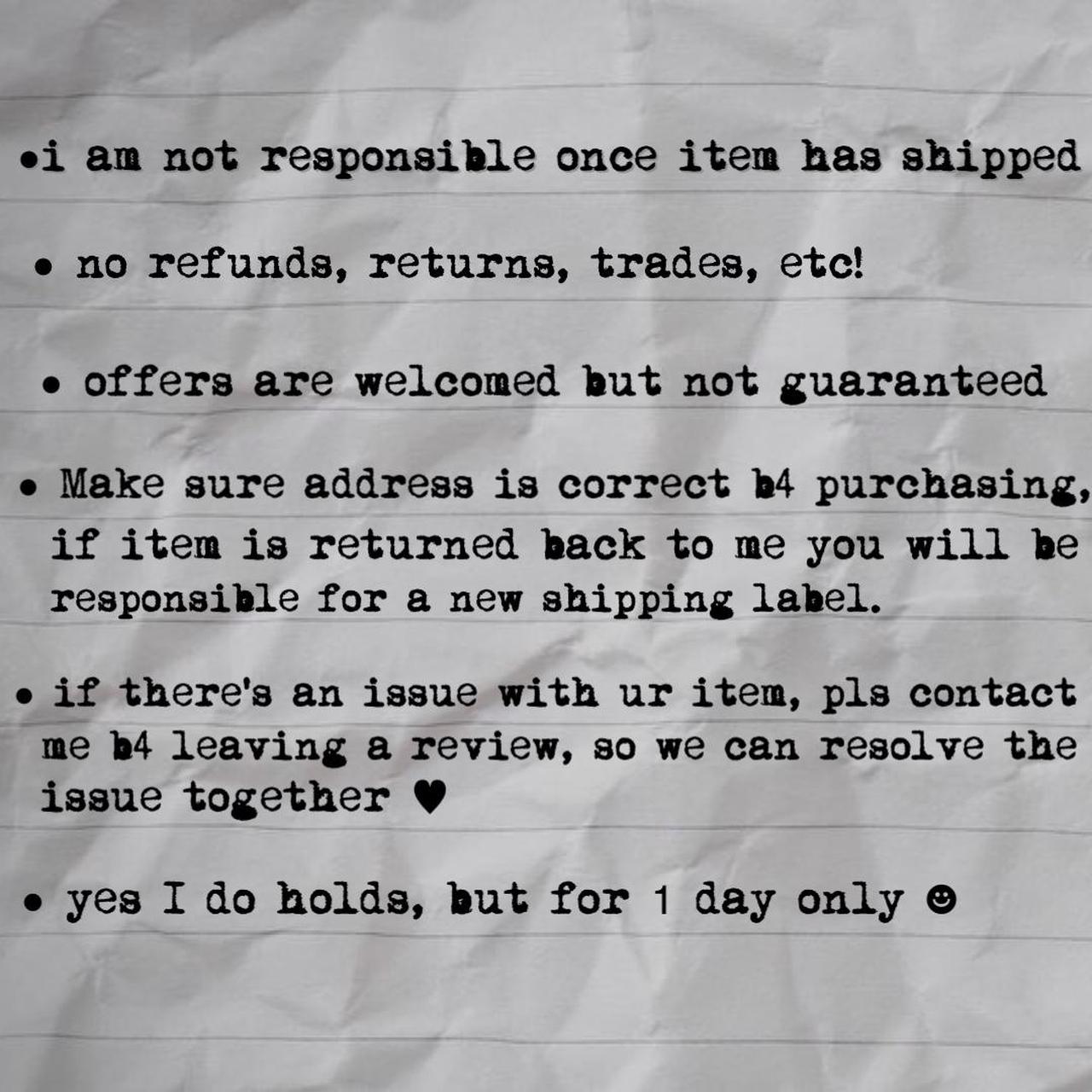 updated shop policies :) - paypal is acceptable but... - Depop