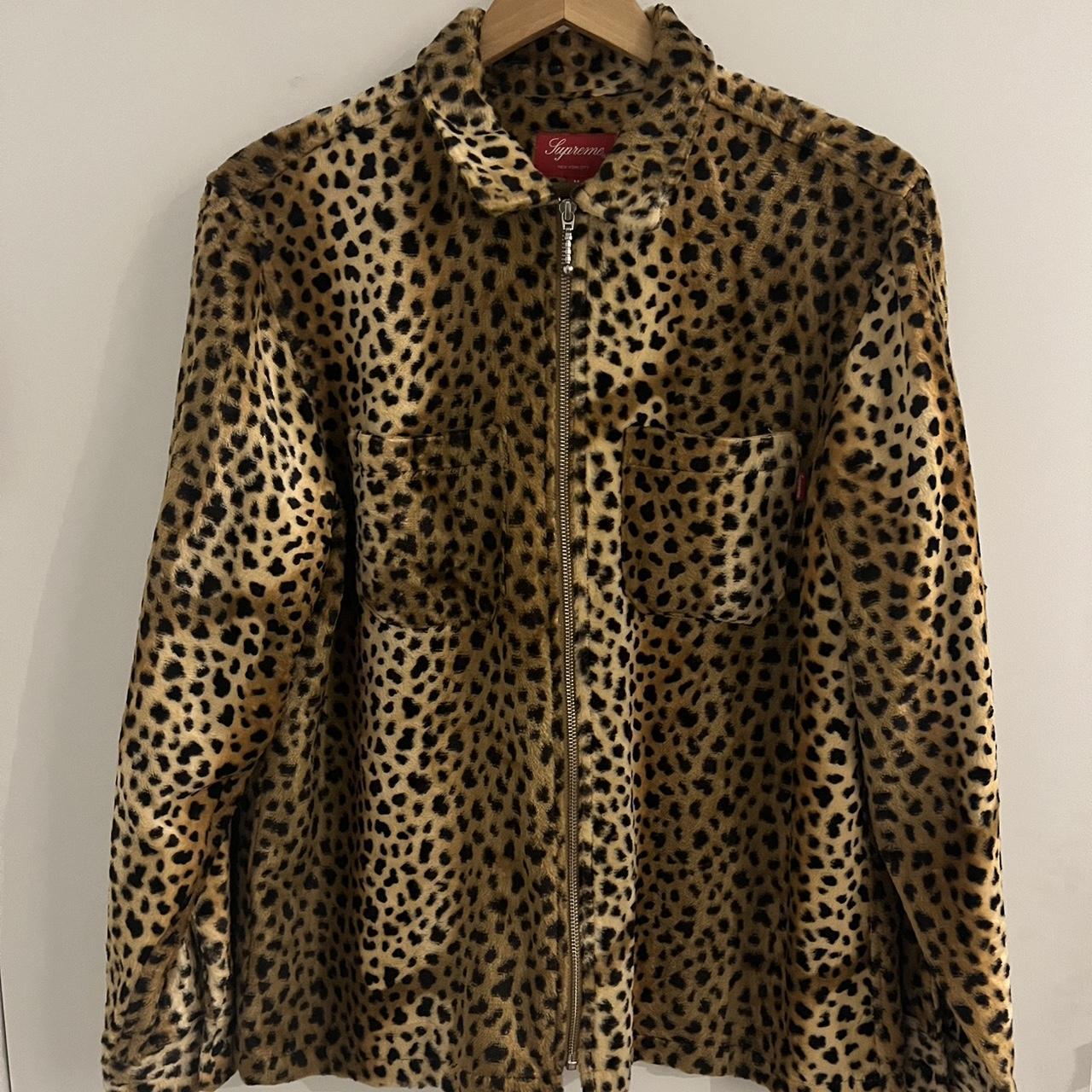 Supreme leopard print zip up jacket Sooo cozy Size... - Depop