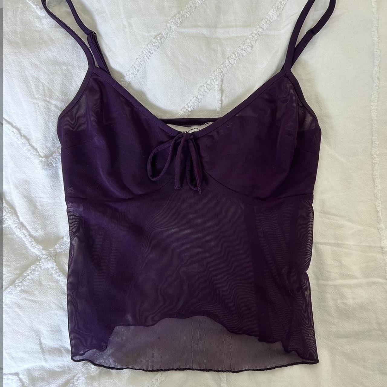 Selling perfect stranger purple mesh top Super cute... - Depop