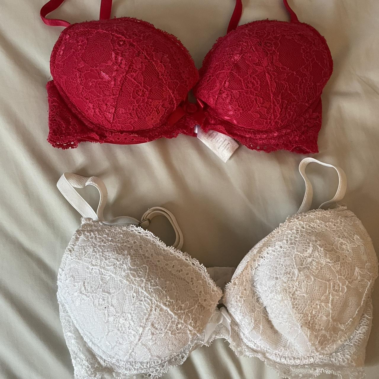 Boux Avenue Women's Red and White Bra | Depop
