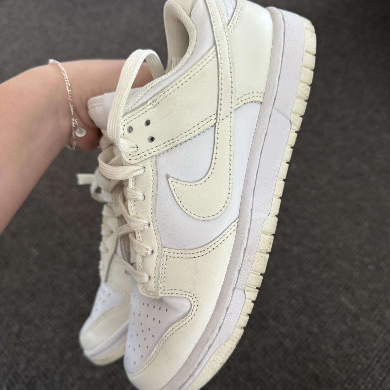 Super cute white and cream Nike dunks. Love the... - Depop
