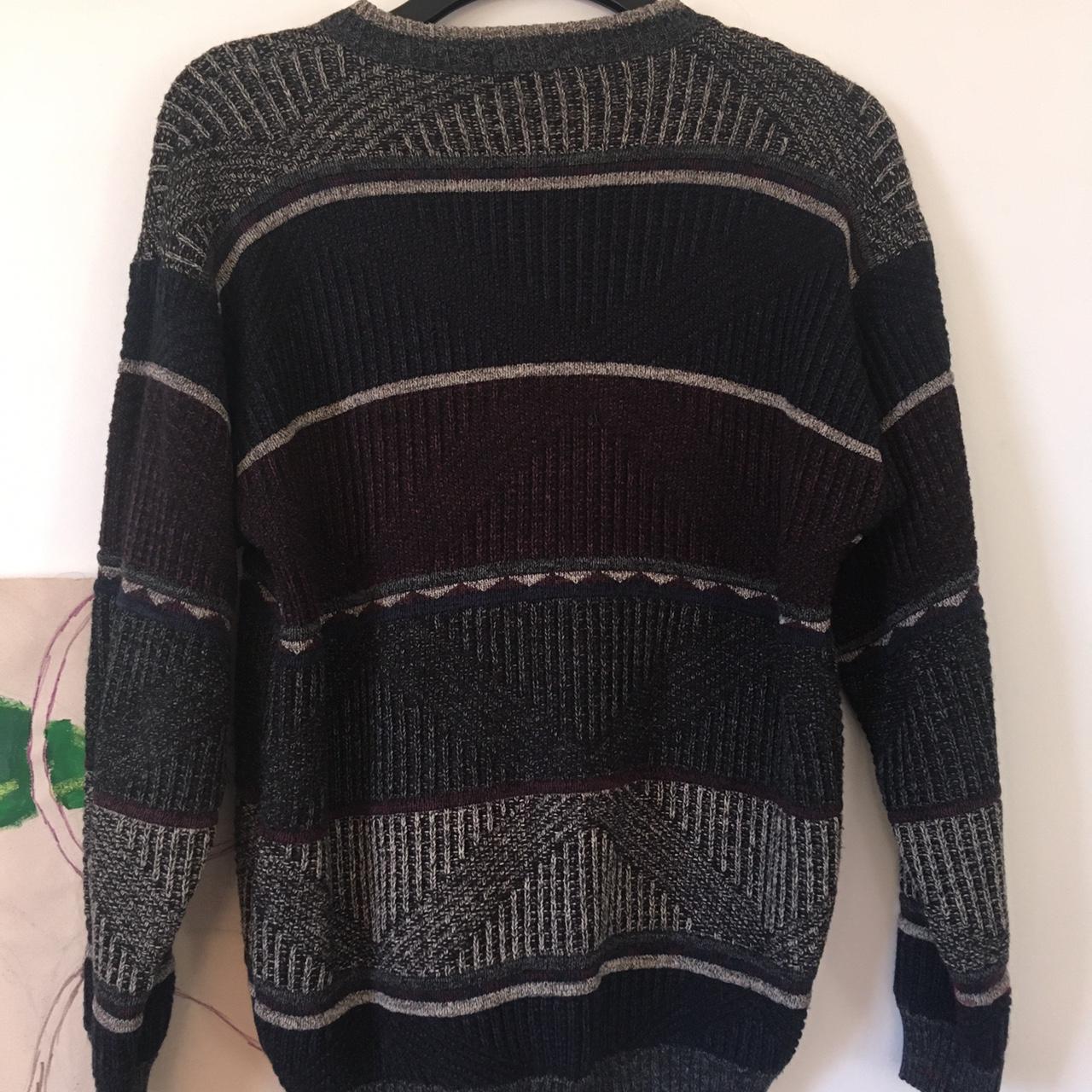 Unisex Thrifted Vintage Knitted Sweater In dark... - Depop