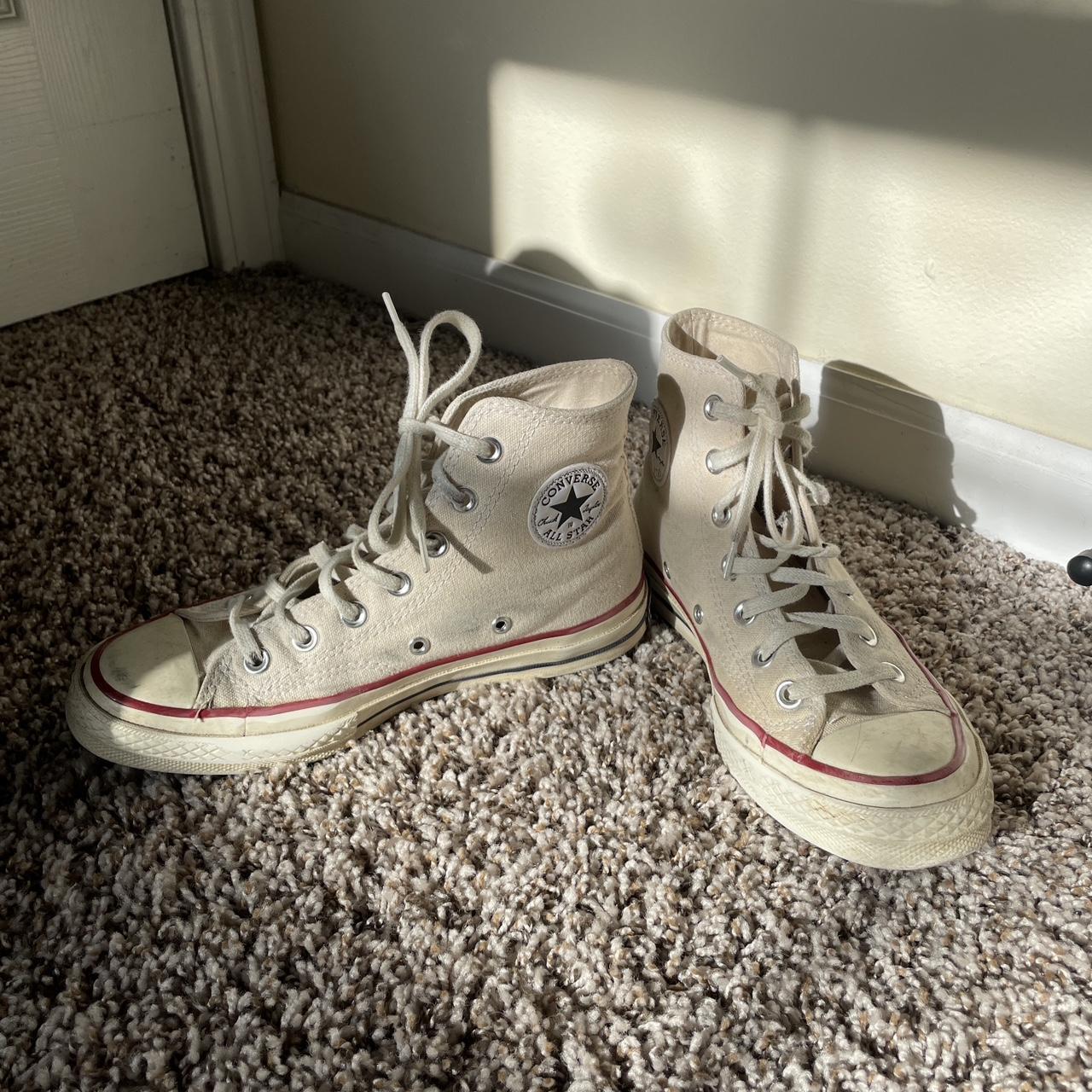 Converse Women's Cream Trainers | Depop
