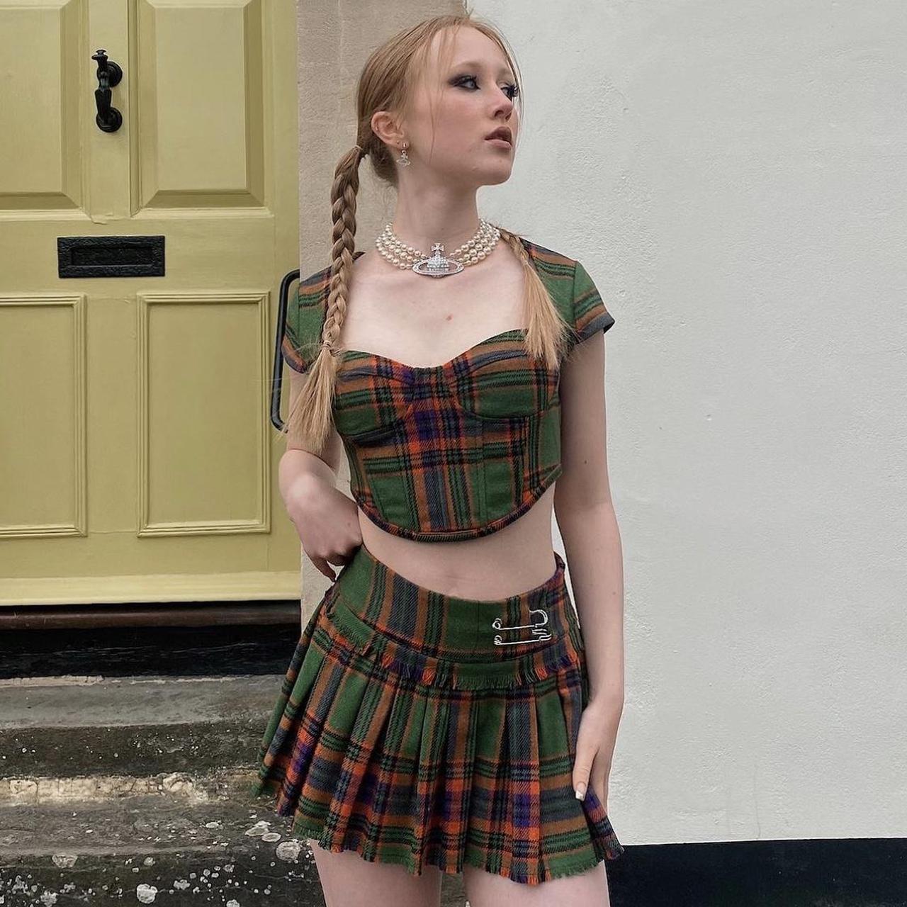 Danielle Guizio Pleated Safety Pin Mini Skirt... - Depop