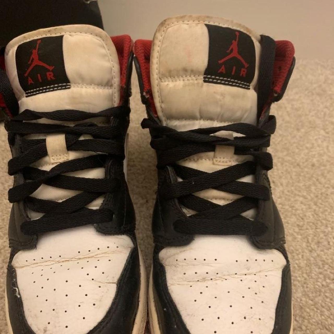 Jordan 1 Mid Gym Red Black White GS UK 5 Used... - Depop