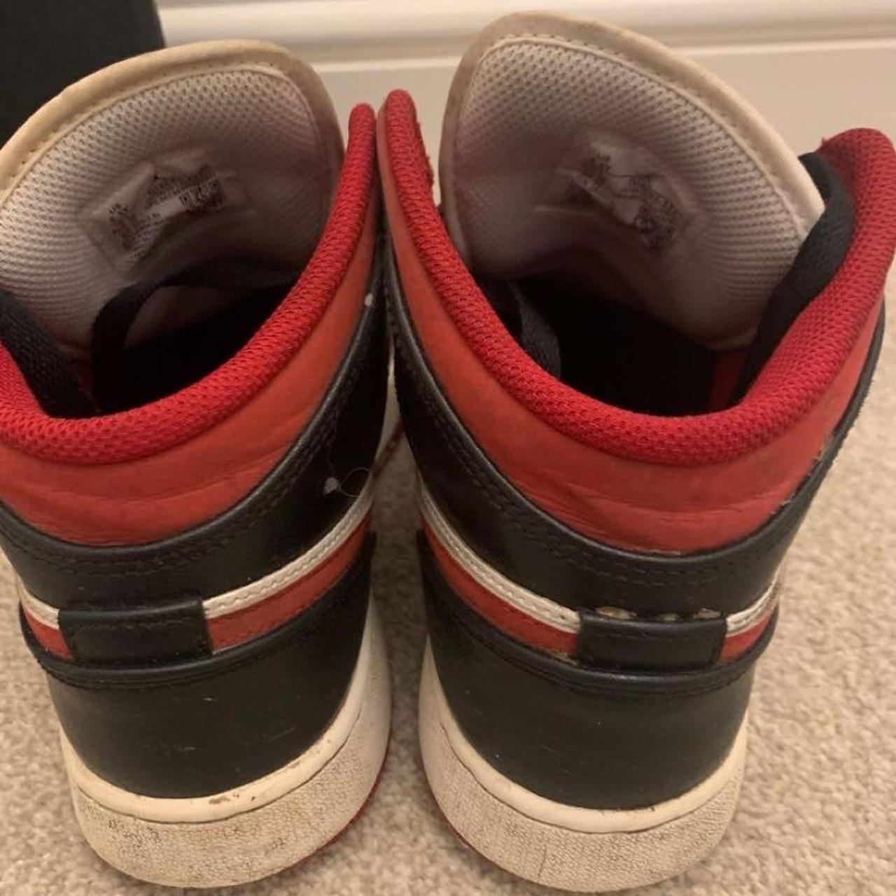 Jordan 1 Mid Gym Red Black White GS UK 5 Used... - Depop