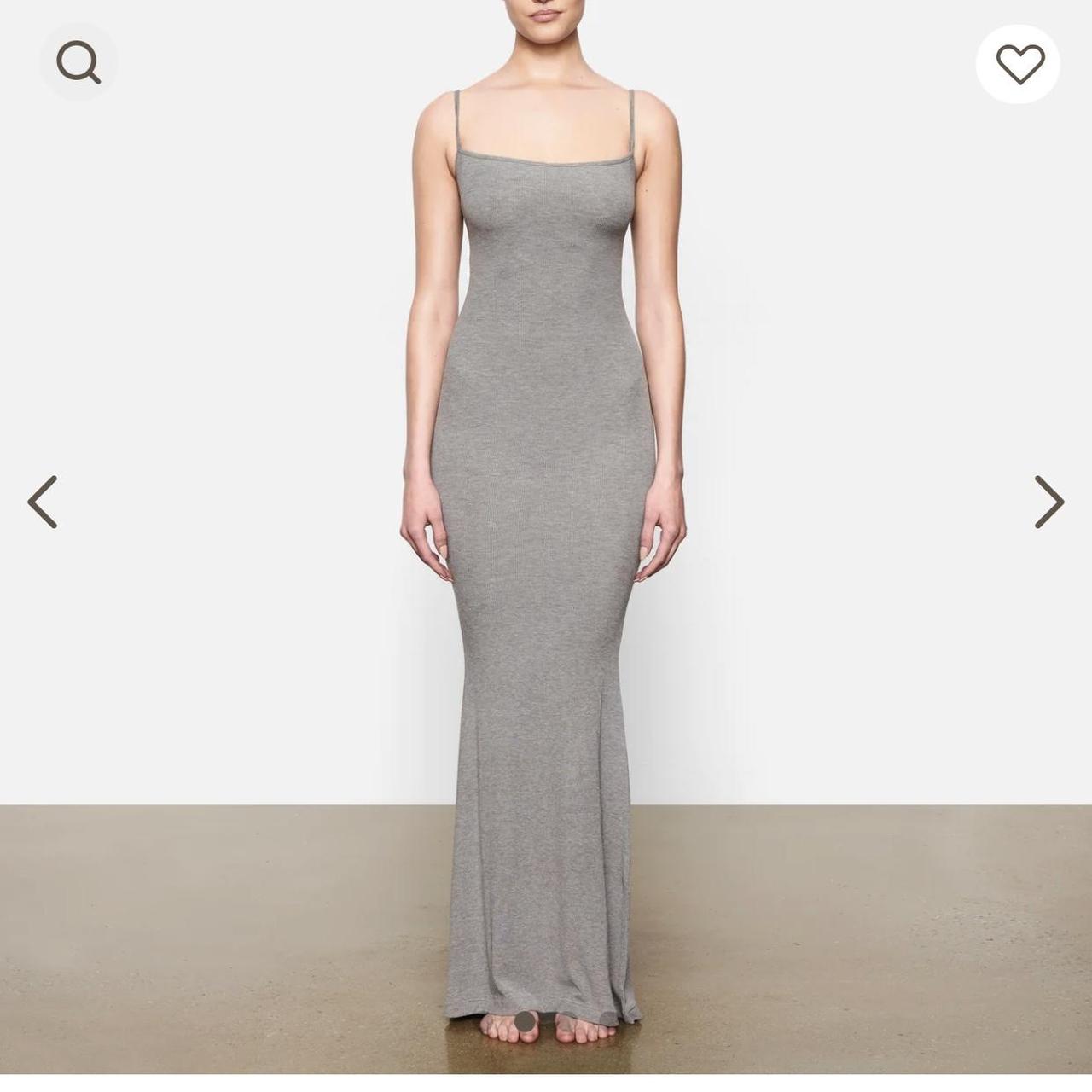 Skims Soft Lounge Long Maxi Slip Dress in Heather... - Depop
