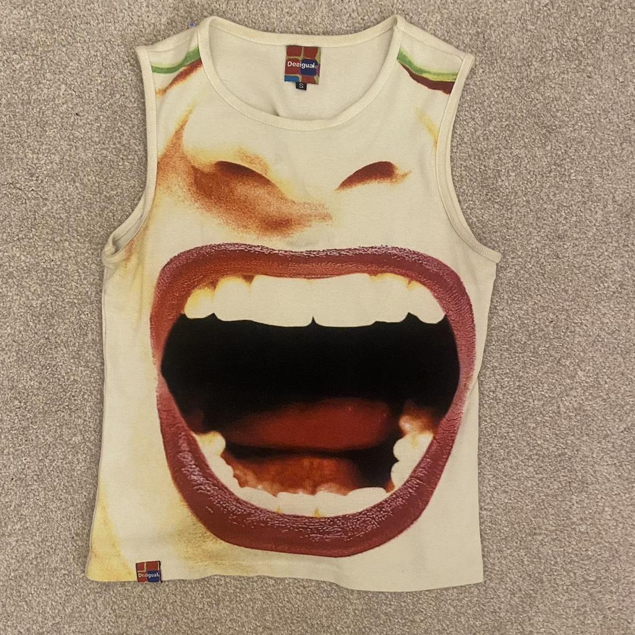 Desigual Mouth Lips Scream Tank Top Very rare 90s... - Depop