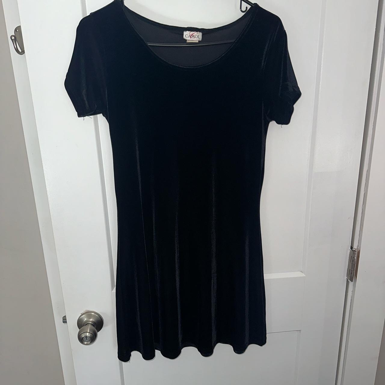 super cute velvet short sleeve slip dress, perfect... - Depop