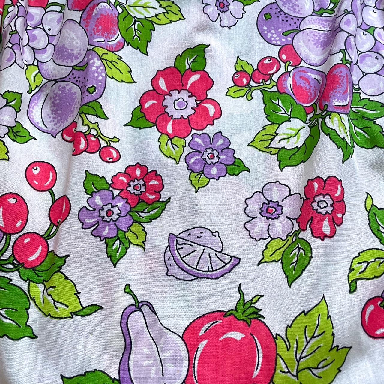 1970s fruit and floral wrap dress • good... - Depop