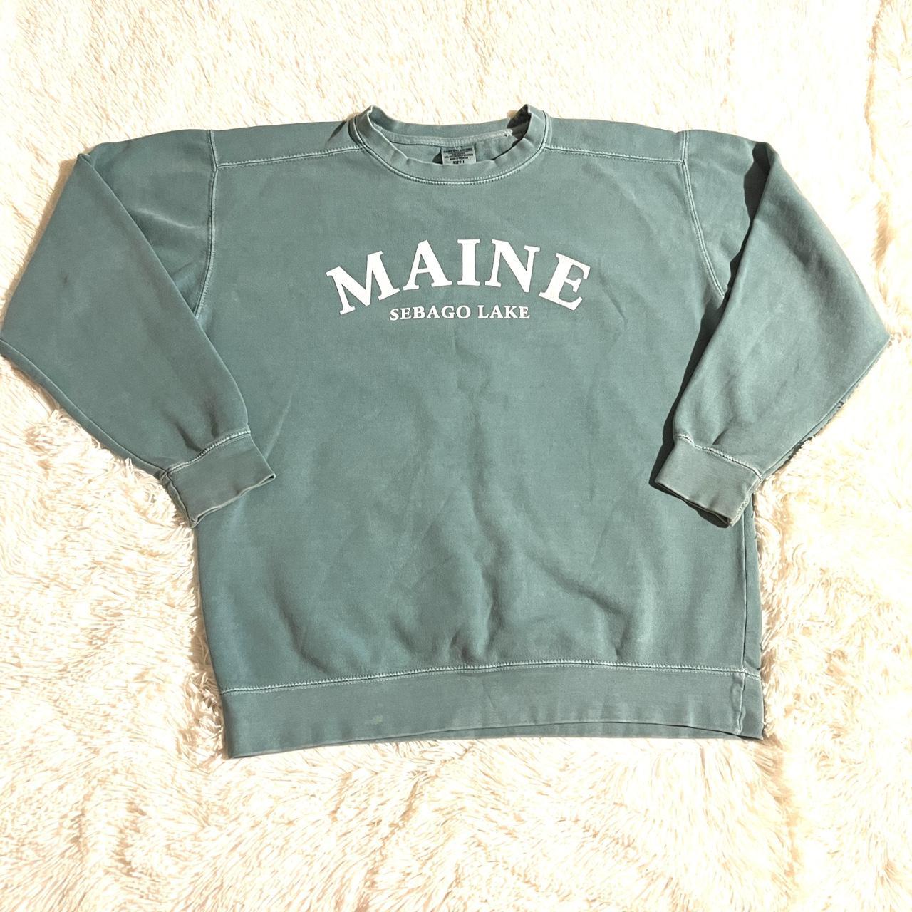 Comfort Colors Maine Sebago Lake Sweatshirt Teal... - Depop