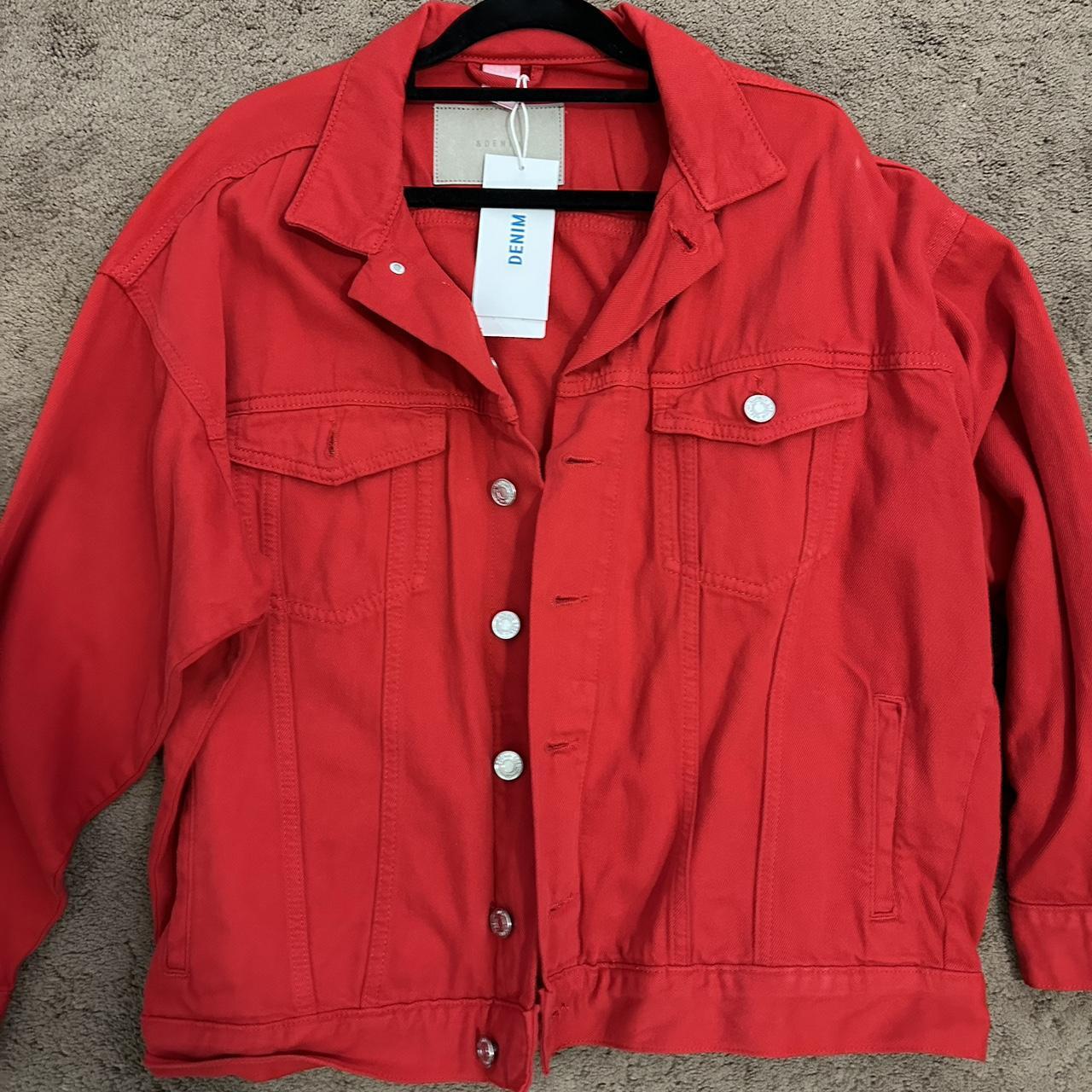 Red Denim Jacket - Oversized fit - New with tags - Depop