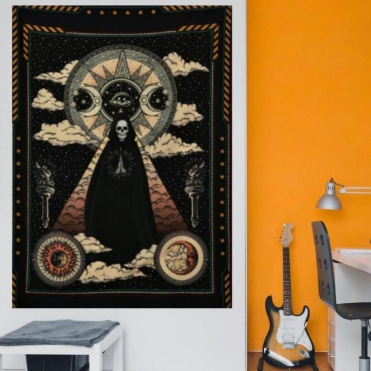 Cloaked Skeleton Grim Reaper Wall Tapestry Almost 5... - Depop