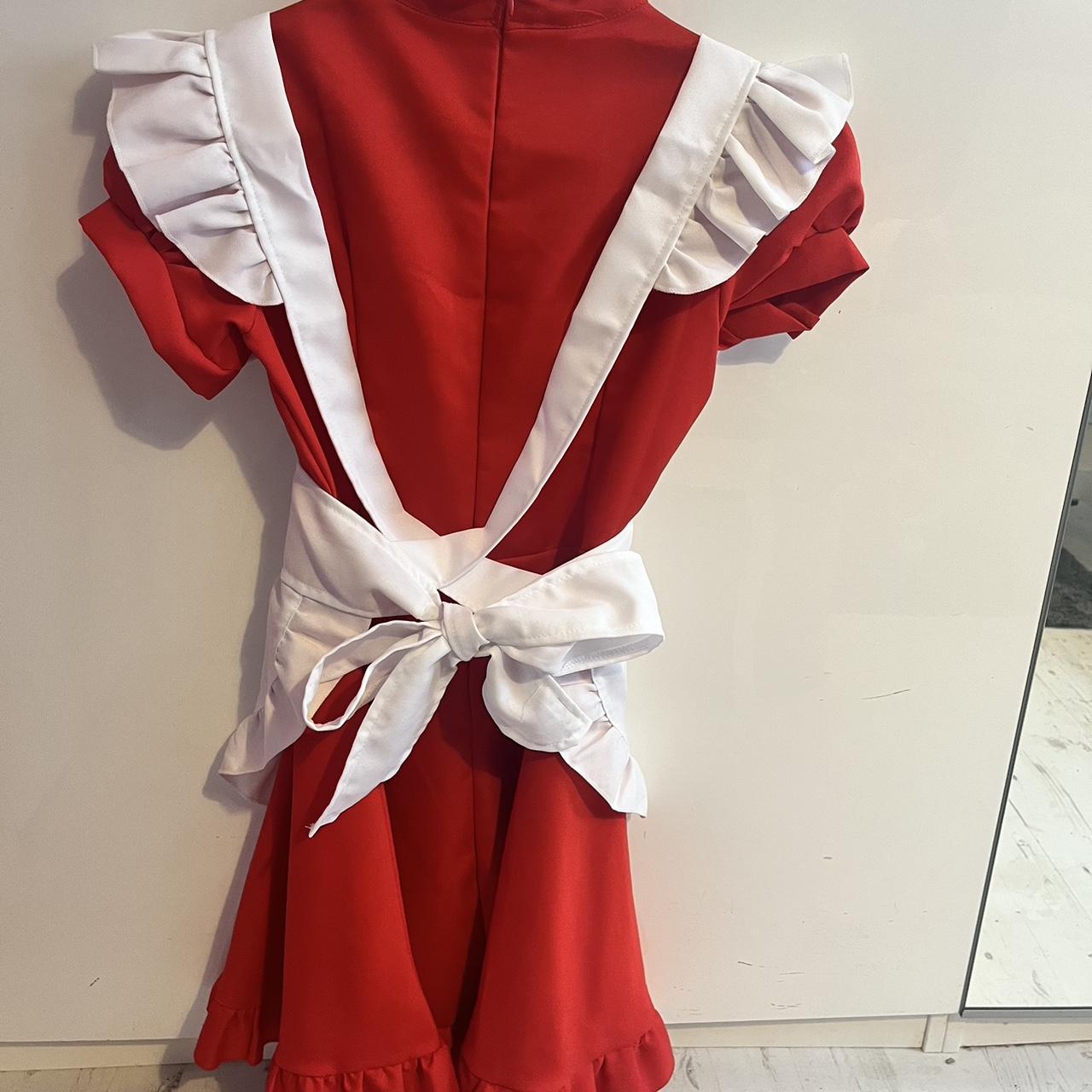 Kawaii Red Maid Anime Costume Dress Outfit Size:... - Depop