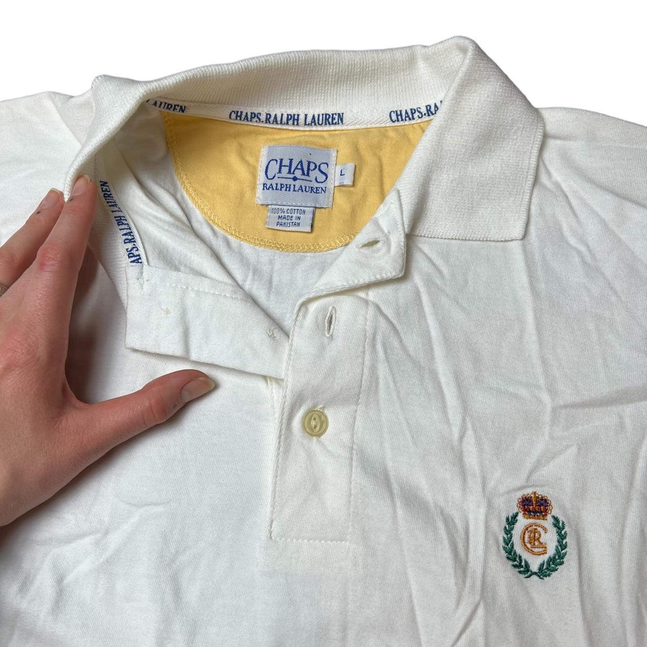 White Chaps polo shirt. Size large. The brand is... - Depop