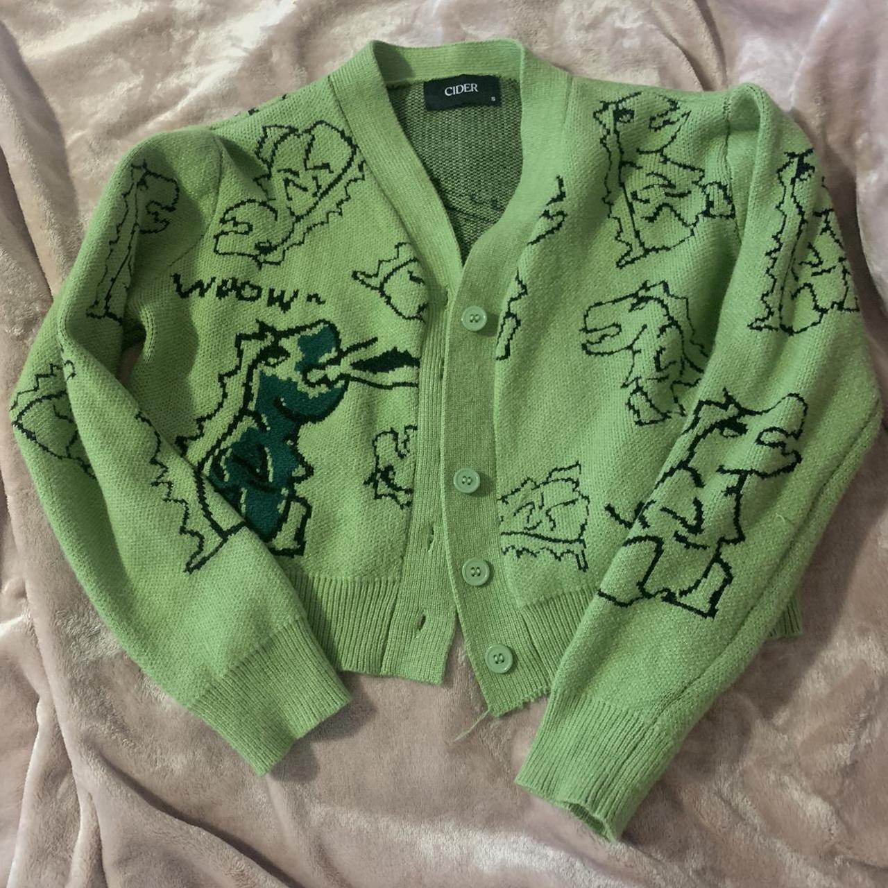 Cider green dinosaur cardigan Soooo cute Missing a... - Depop
