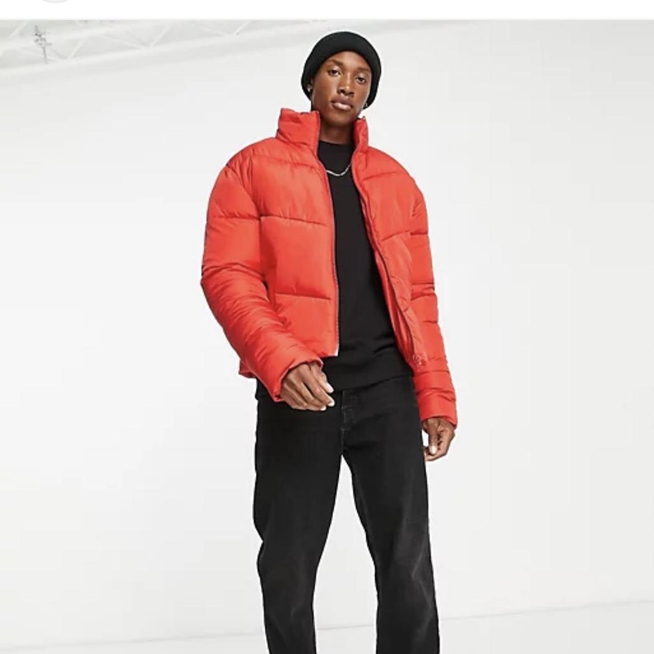 ASOS Design Puffer Jacket Men’s in Red Brand new... - Depop