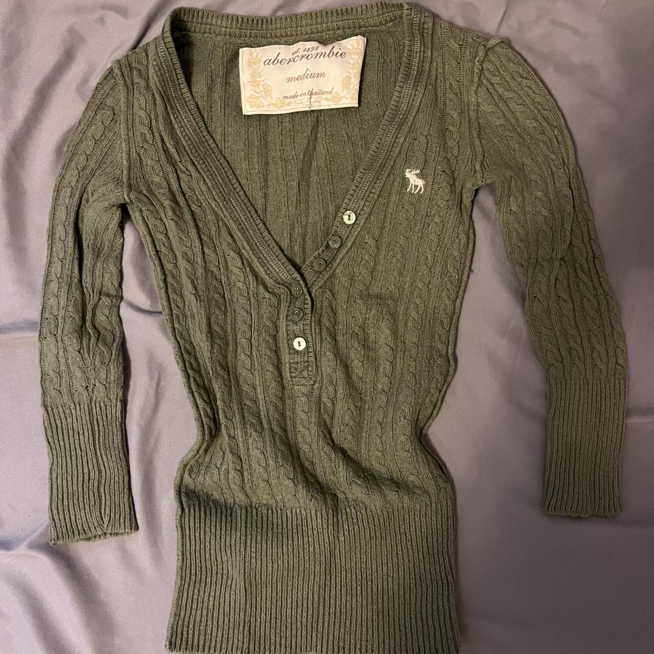 Vintage Olive Green Abercrombie Fitted Half Sleeve... - Depop