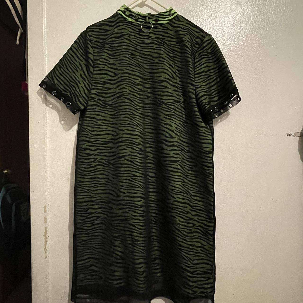 Green zebra print mesh dress by Disturbia Clothing.... - Depop