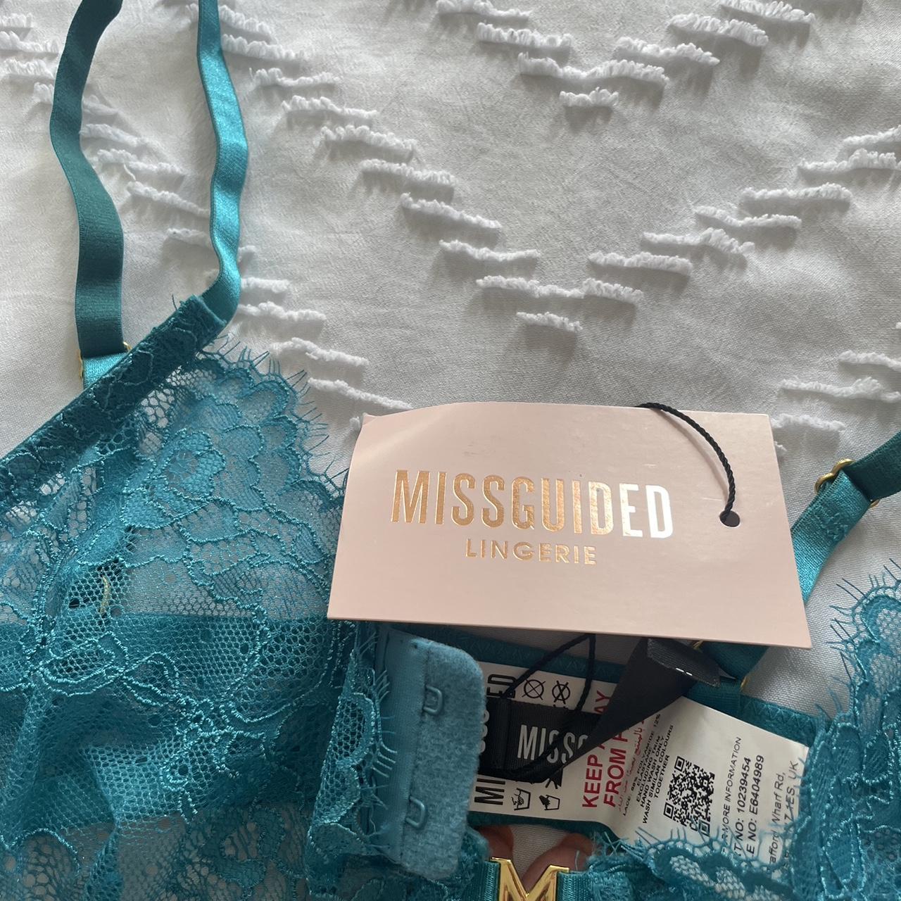 Missguided balconette bra Blue lace and underwired... - Depop