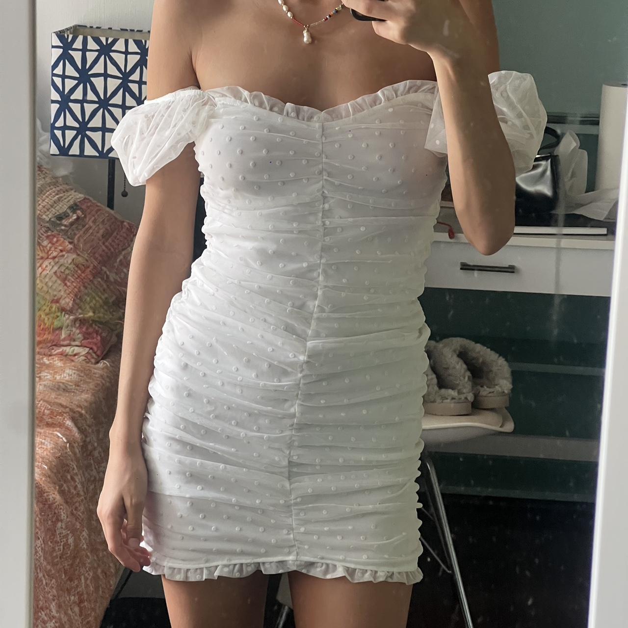 H&M super cute white mini dress Kinda giving for... - Depop