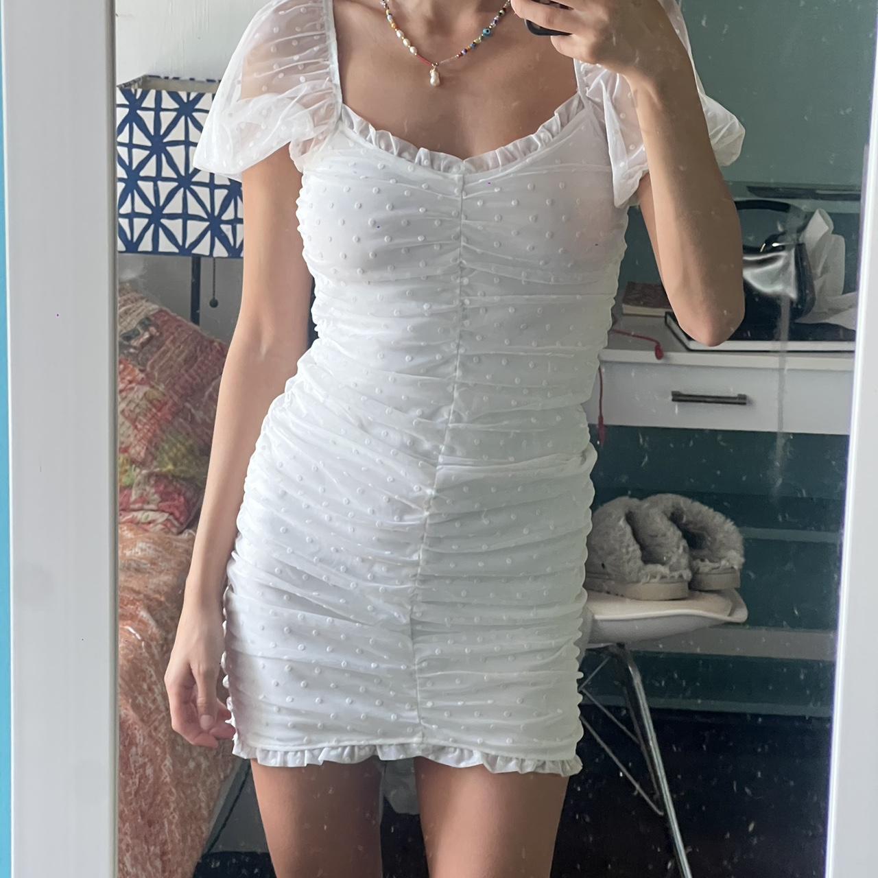 H&M super cute white mini dress Kinda giving for... - Depop