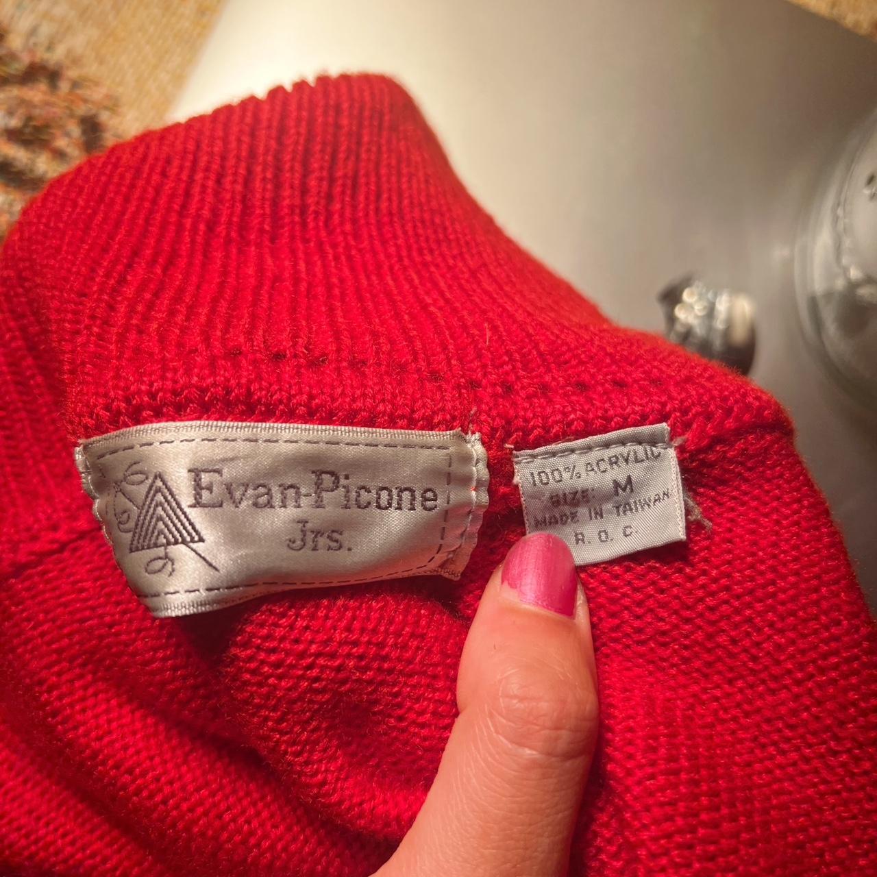 VINTAGE funky red asymmetrical patterned sweater... - Depop