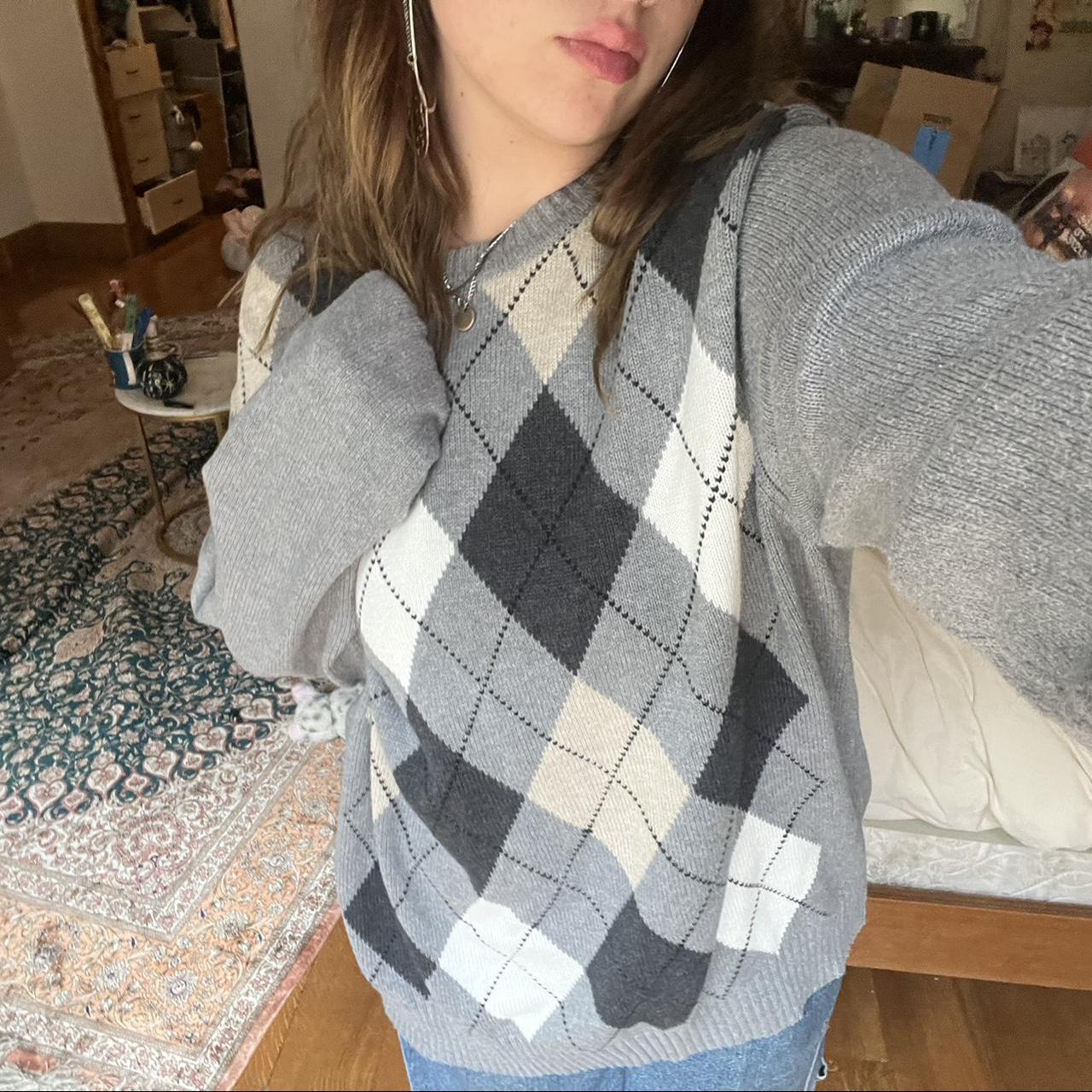 george xl argyle sweater super comfy and perfect for... - Depop