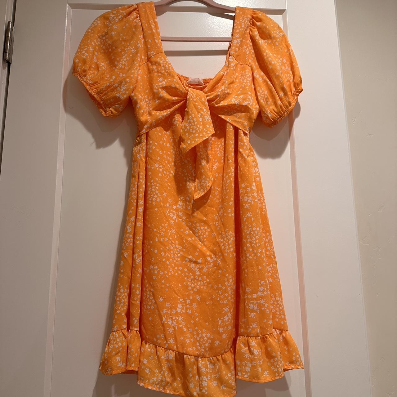 Floral orange sundress. worn once, super cute. Size... - Depop