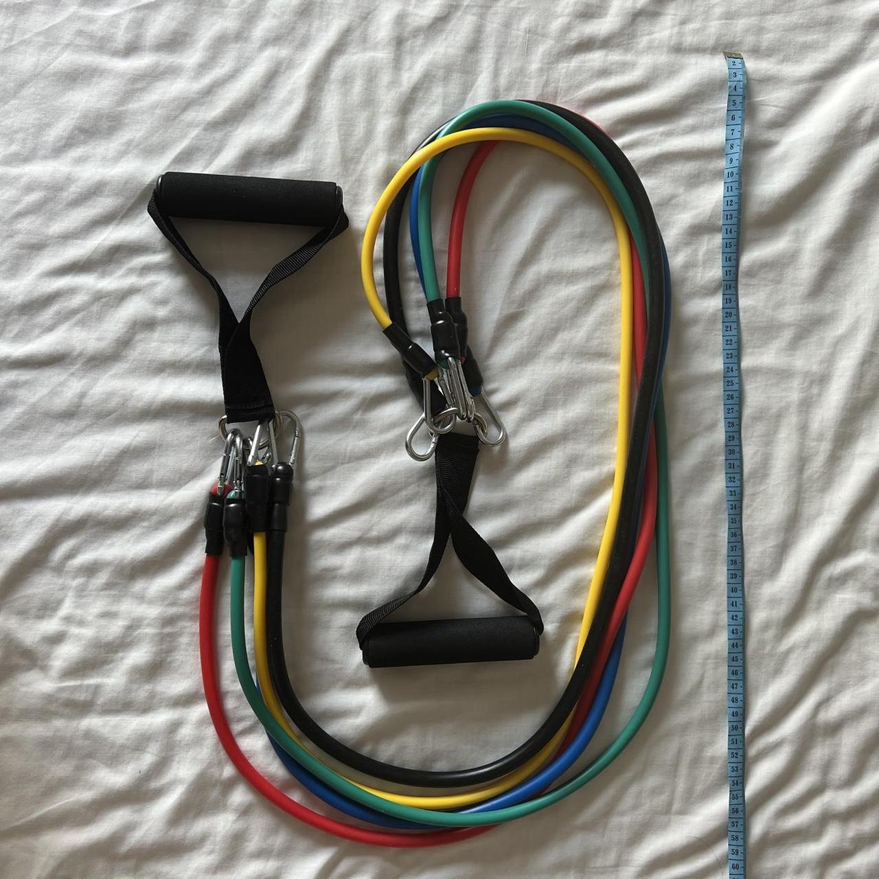 Multicolour Elastic Resistance Band Set With Handles... - Depop