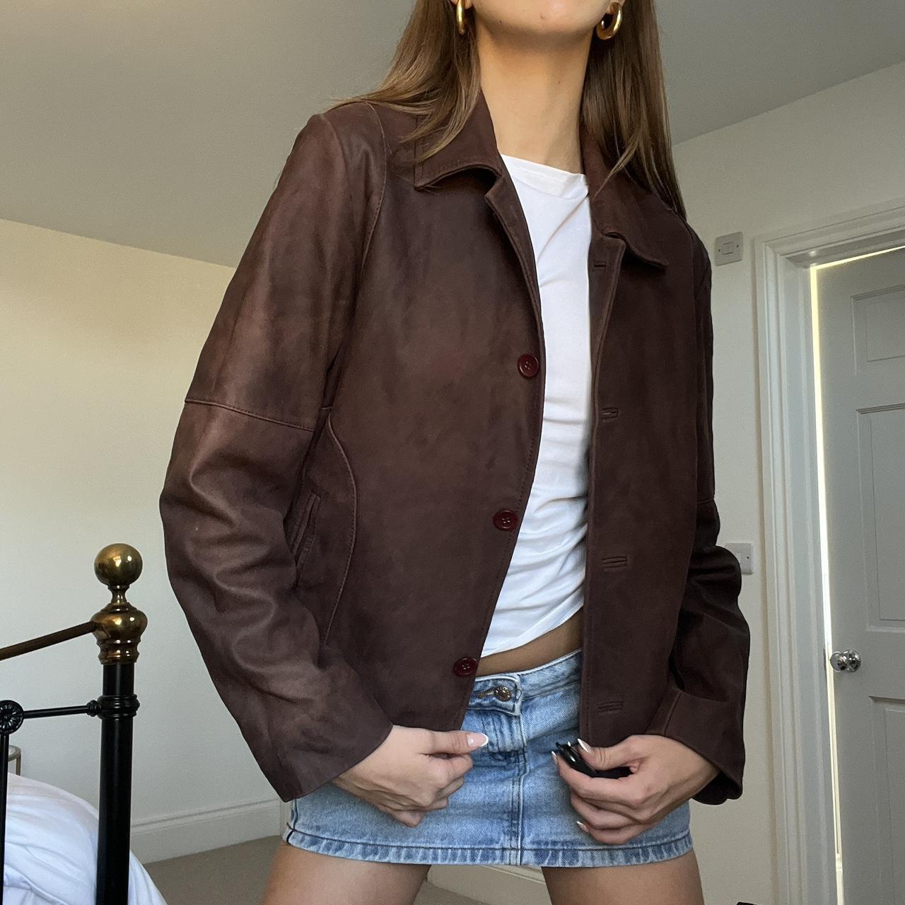GORGEOUS VINTAGE REAL LEATHER SUEDE FEEL JACKET... - Depop