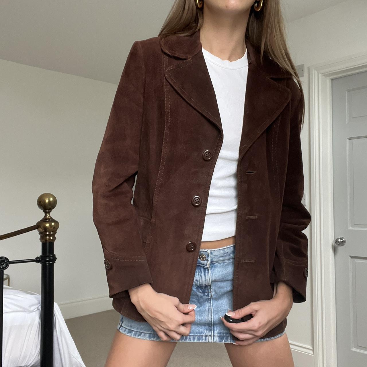 GORGEOUS VINTAGE MAROON REAL SUEDE JACKET SIZE -... - Depop