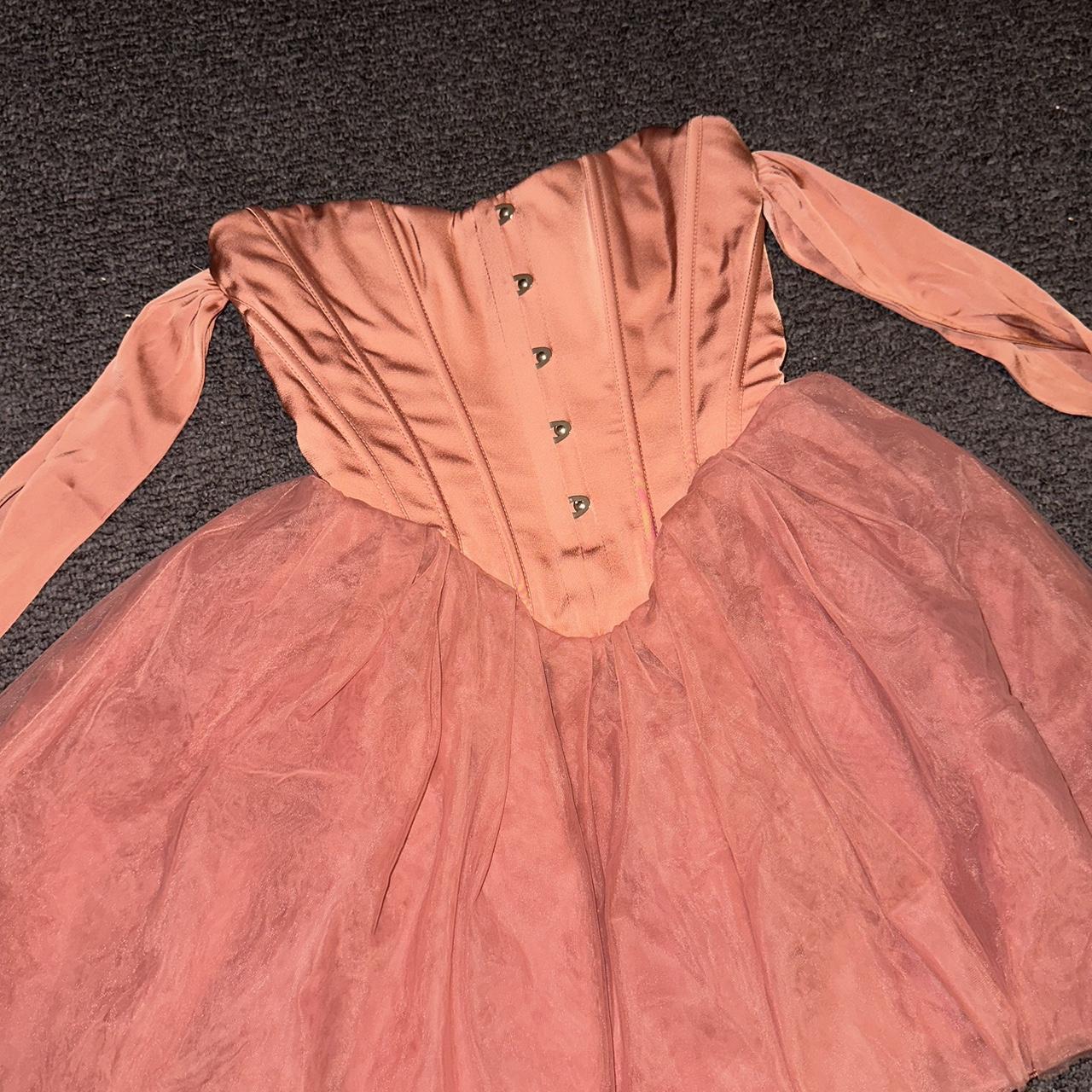 Oh polly pink corset tulle dress size 6 In perfect... - Depop