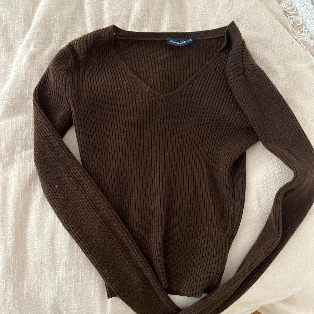 brandy melville anne wool v neck sweater ribbed... - Depop