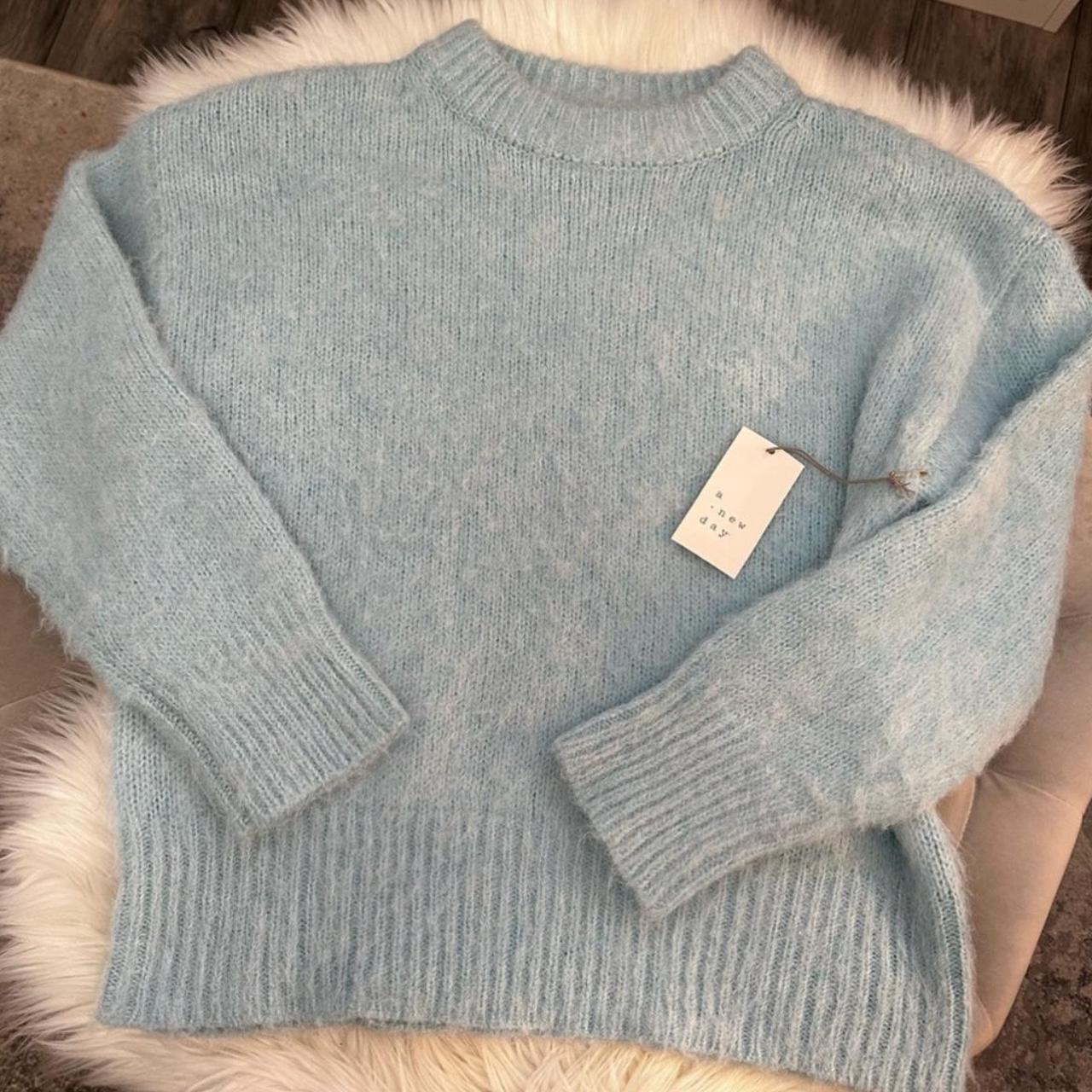 light blue fuzzy sweater a new day brand brand new... - Depop