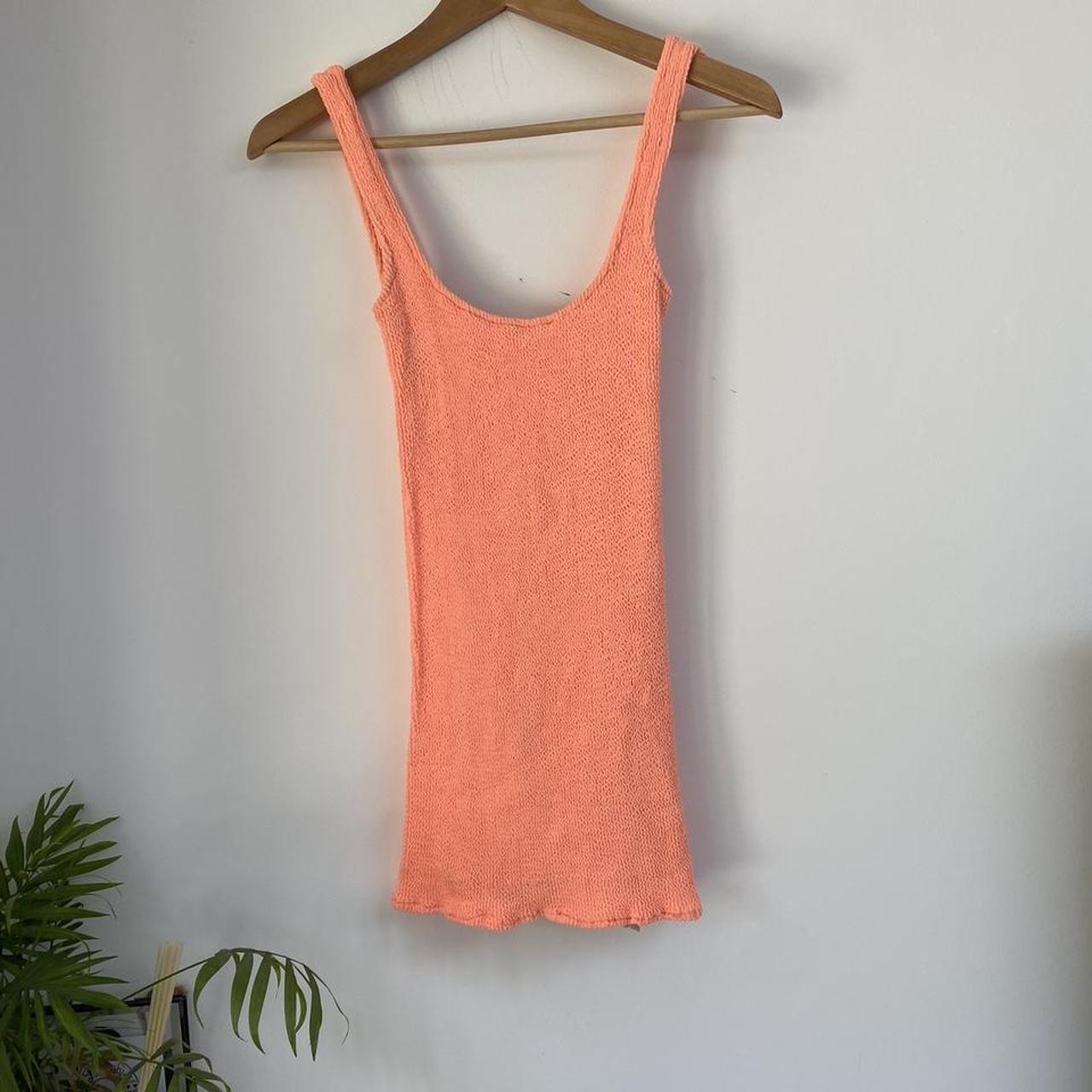 Handmade hunza g style mini dress. Coral scoop neck... - Depop