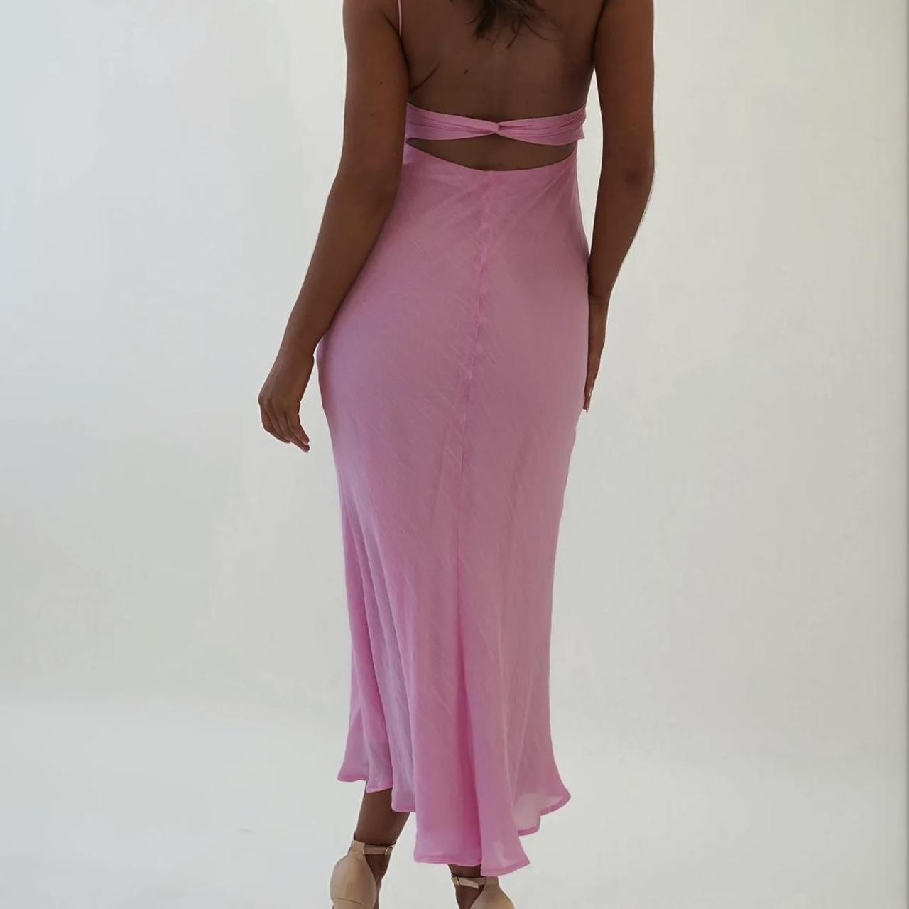 Selling this altered Pink midi backless dress from... | Depop