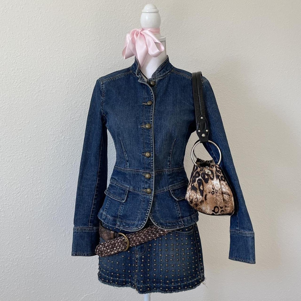 early 2000s military style denim jacket 🎀 INFO:... - Depop