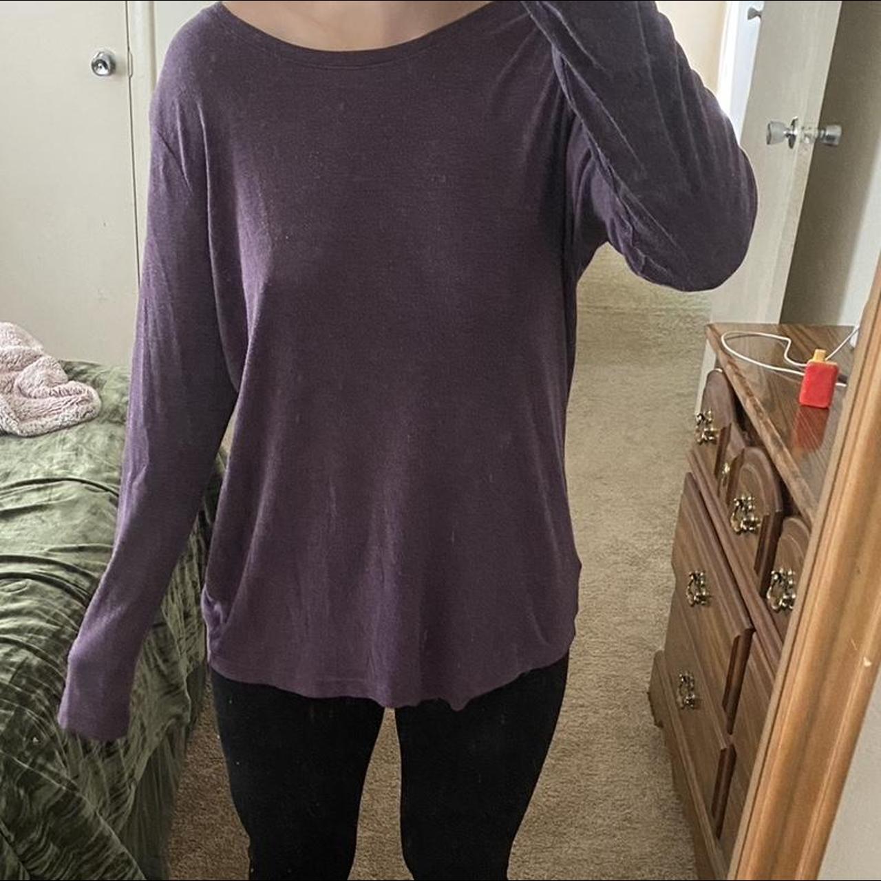 soft dark purple basic long sleeve top :)... - Depop