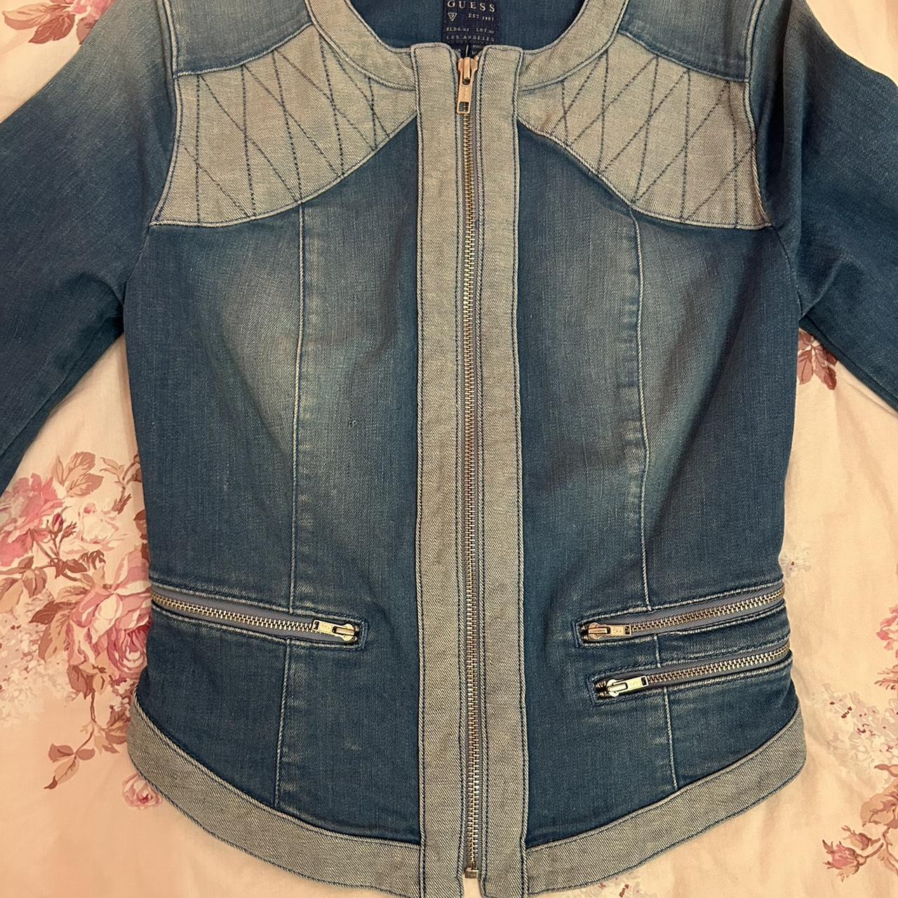 NEW Guess denim jacket XS blue navy jean crop... - Depop