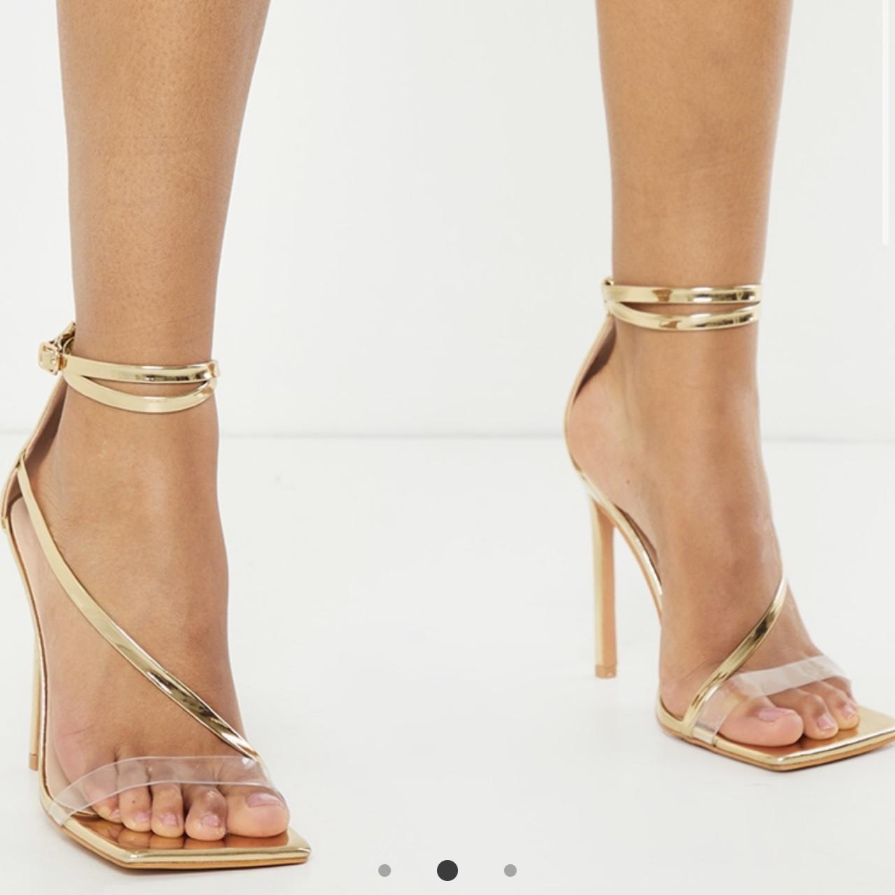Plt gold square toe heels, worn once and in perfect... - Depop