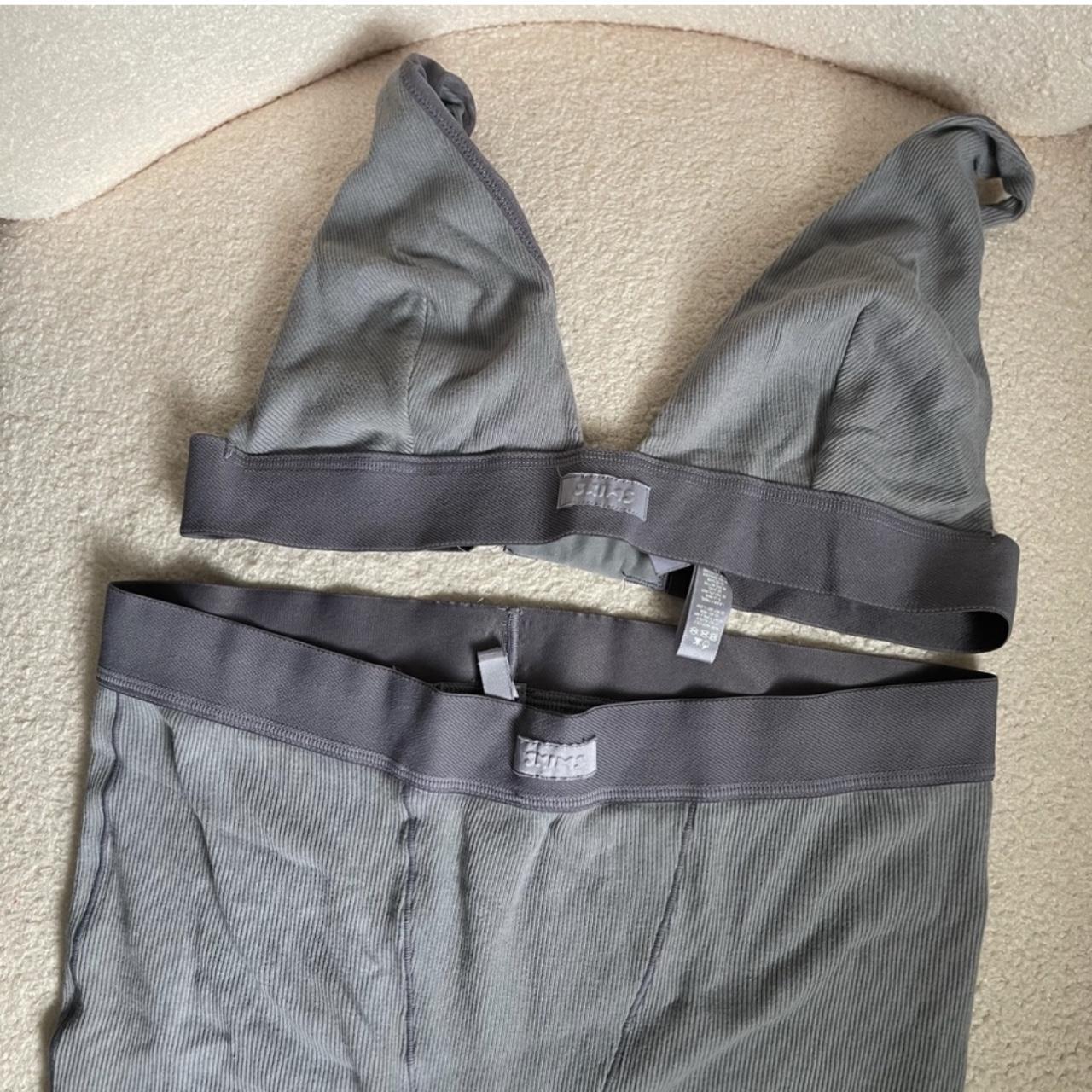 Skims grey lounge set bra and boxer both size XL,... - Depop