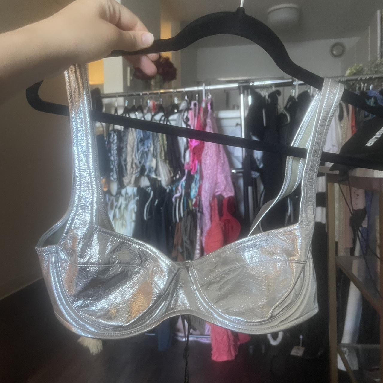 White Fox Metallic Bra Top Size Medium - Never... - Depop