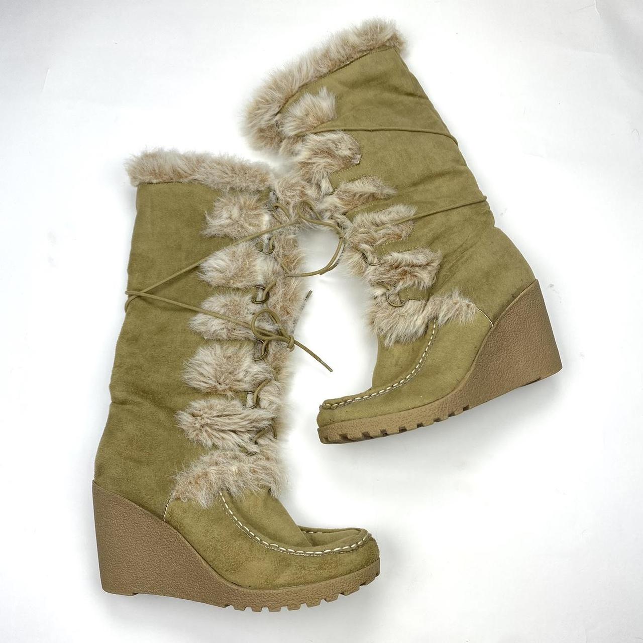 Y2k fur lace up boots Stunning pair of faux fur and... - Depop