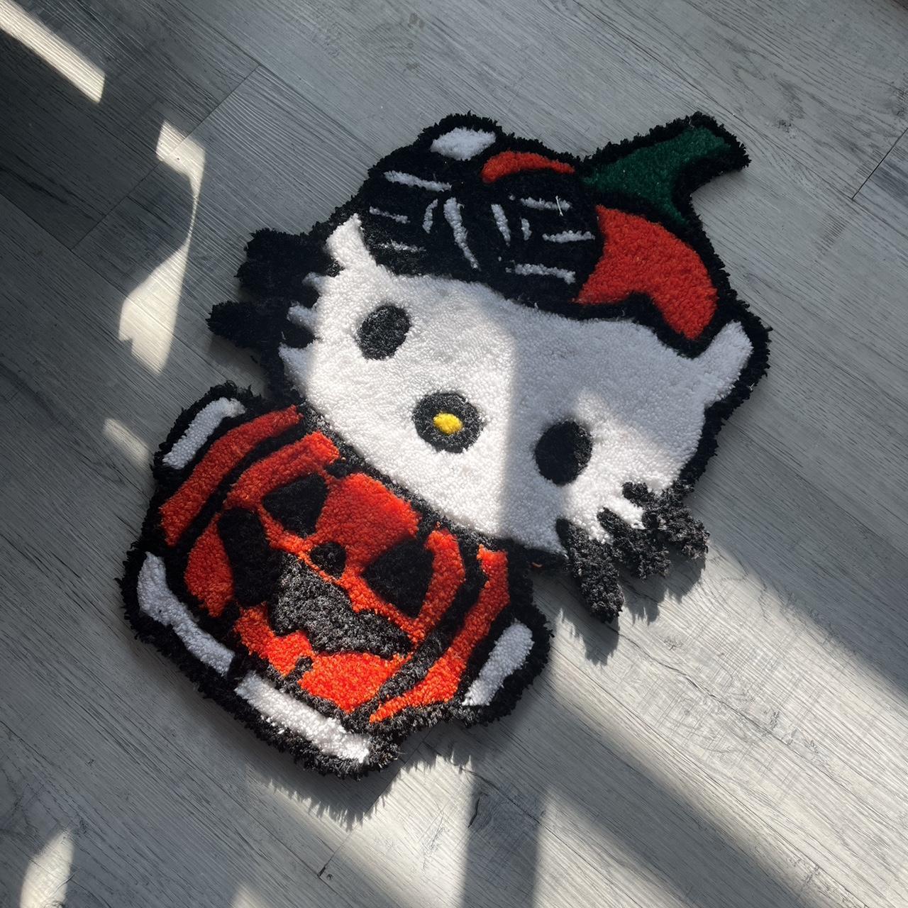 Hand tufted hello kitty rug! Halloween hello kitty... - Depop