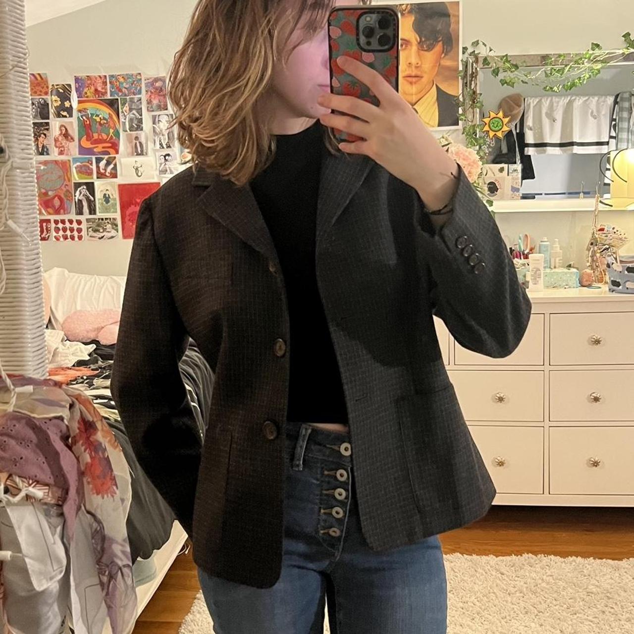 Ralph Lauren Women's Grey and Black Tailored-jackets | Depop