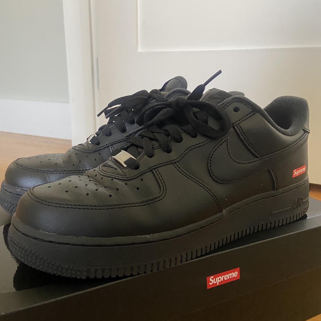 Supreme Air Force 1’s . black. Lightly worn, good... - Depop