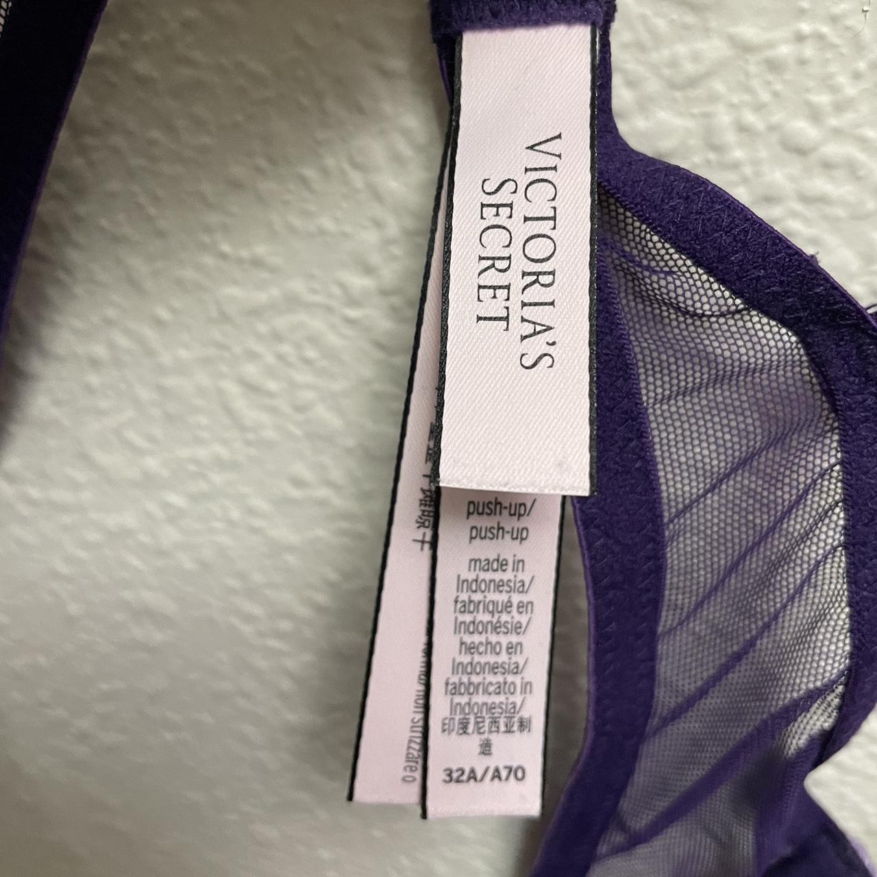 purple victoria’s secret bra with velvet detail.... - Depop